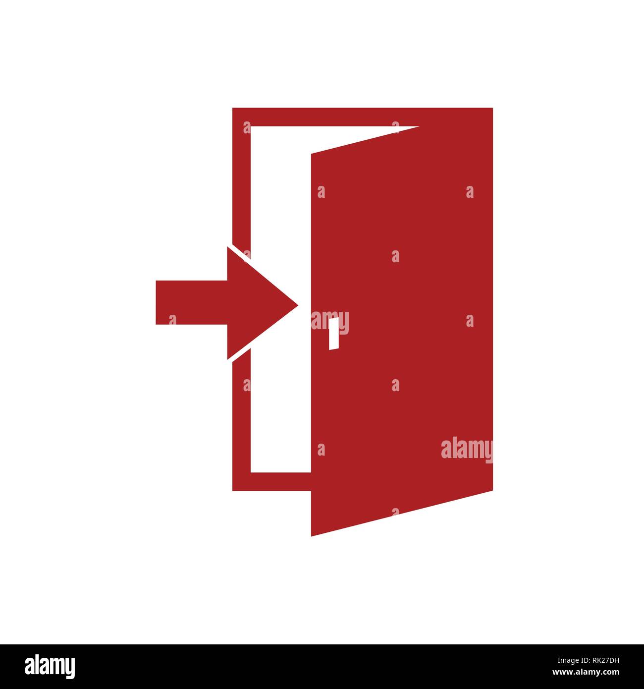 Vector door icon isolated on white background. Red door sign, symbol ...