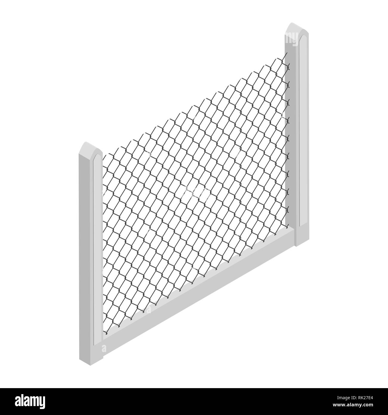 Isometric fence isolated on white. No solid fence. Iron gate. Fence ...