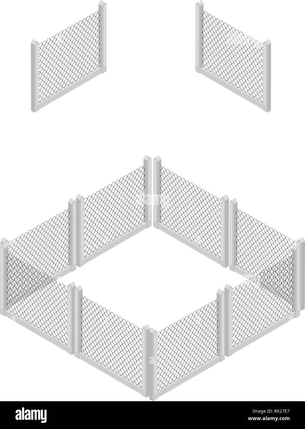 Isometric fence isolated on white. No solid fence. Iron gate. Fence ...