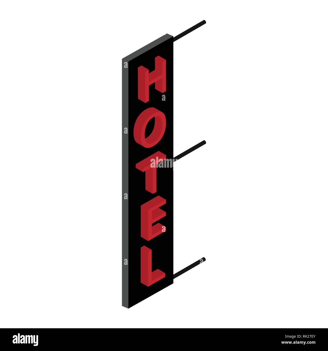 Isometric red hotel sign vector. Hotel signboard neon Stock Vector ...