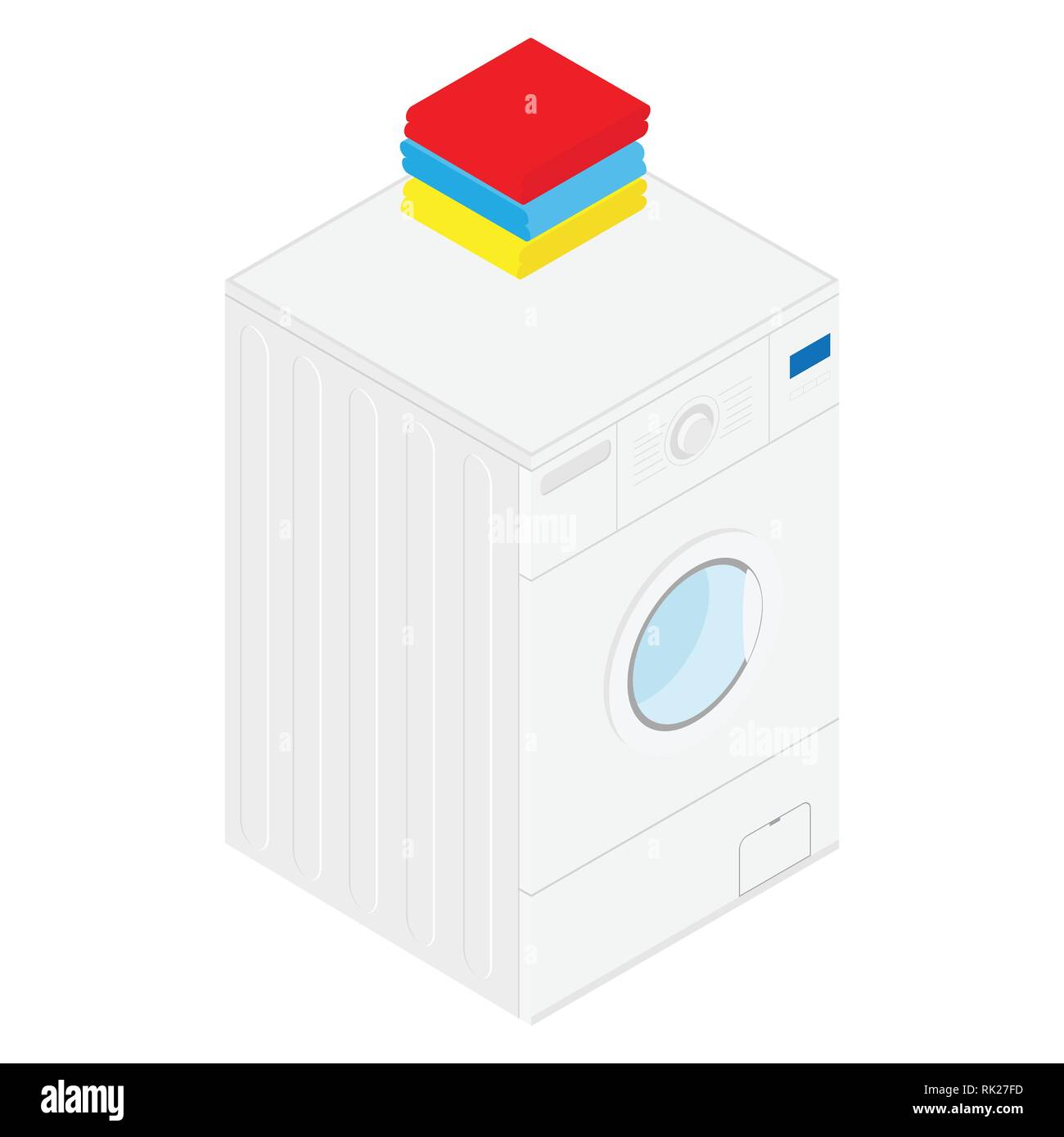Isometric washing machine and folded towels bathroom interior design ...