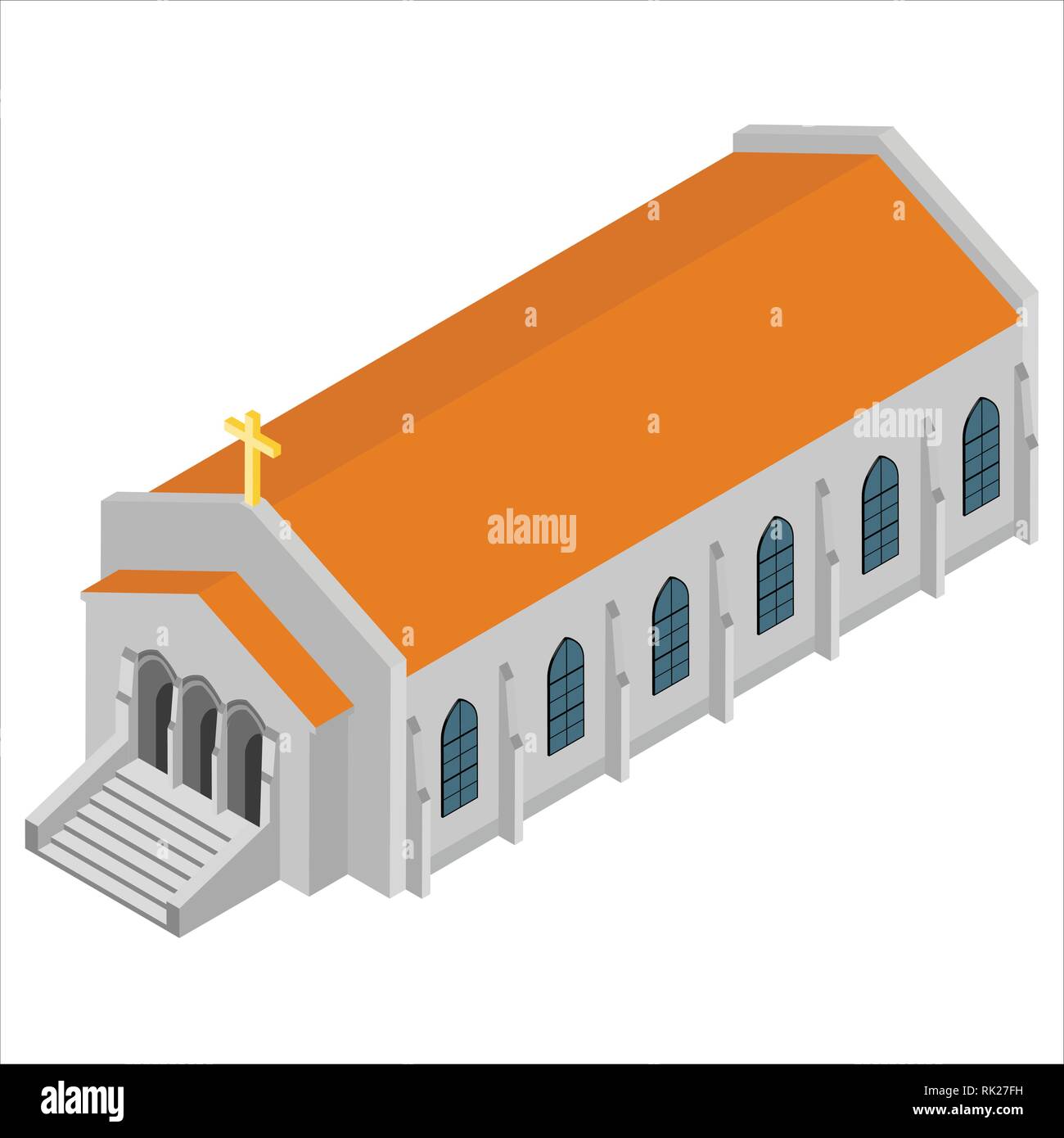 Vector illustration isometric church building icon isolated on white ...