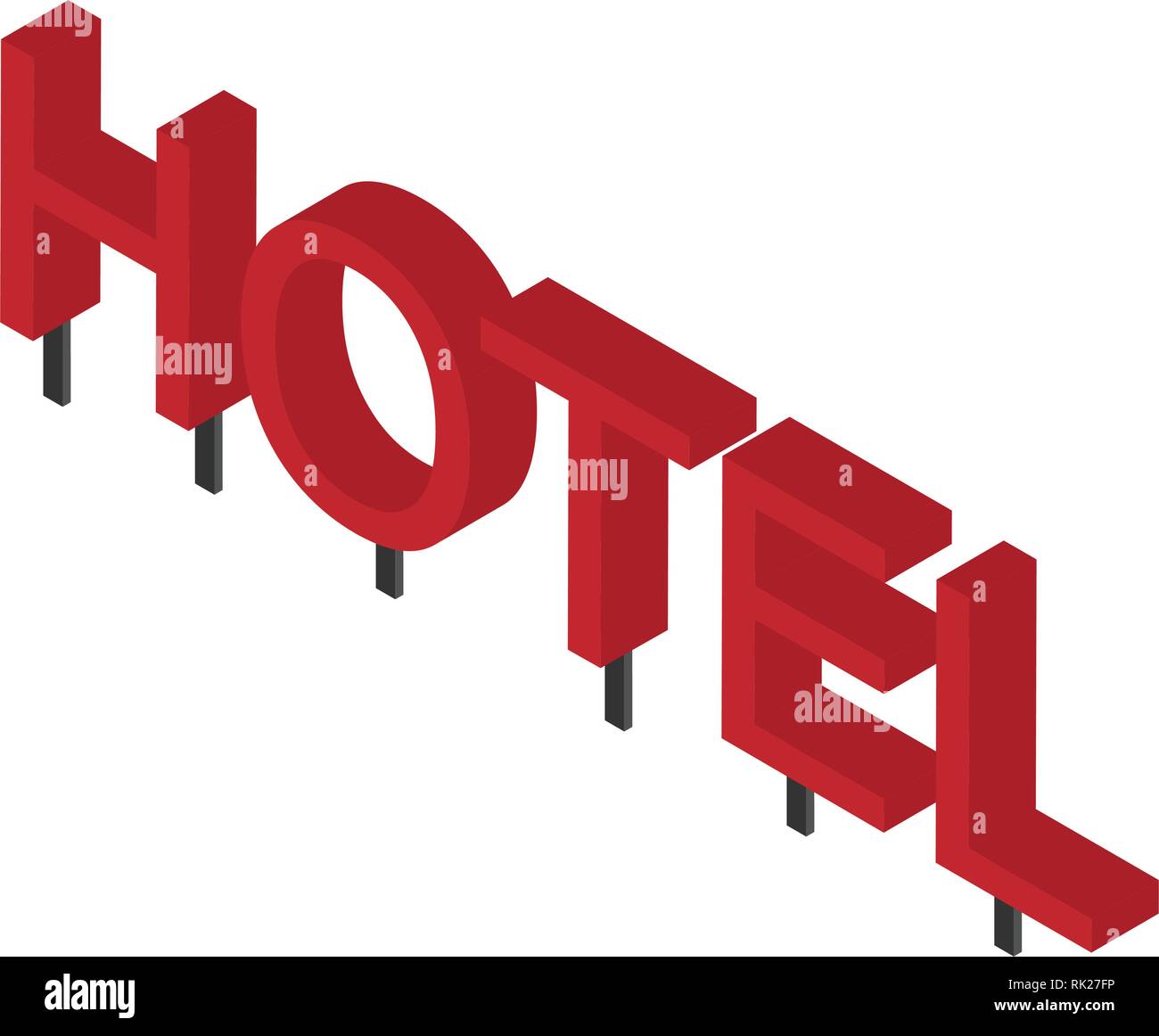 Isometric red hotel sign vector. Hotel signboard neon Stock Vector ...