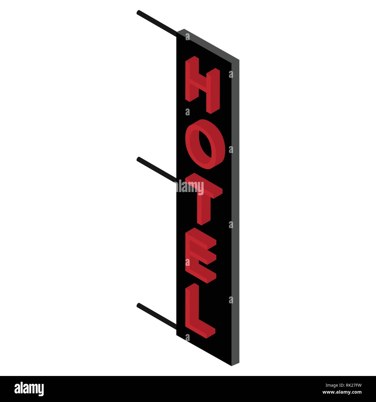 Isometric red hotel sign vector. Hotel signboard neon Stock Vector ...