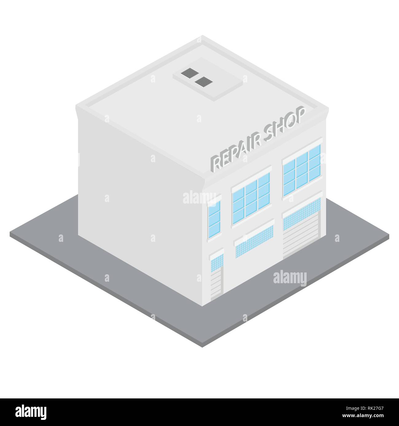 Vector isometric repair shop, car service building Stock Vector Image ...