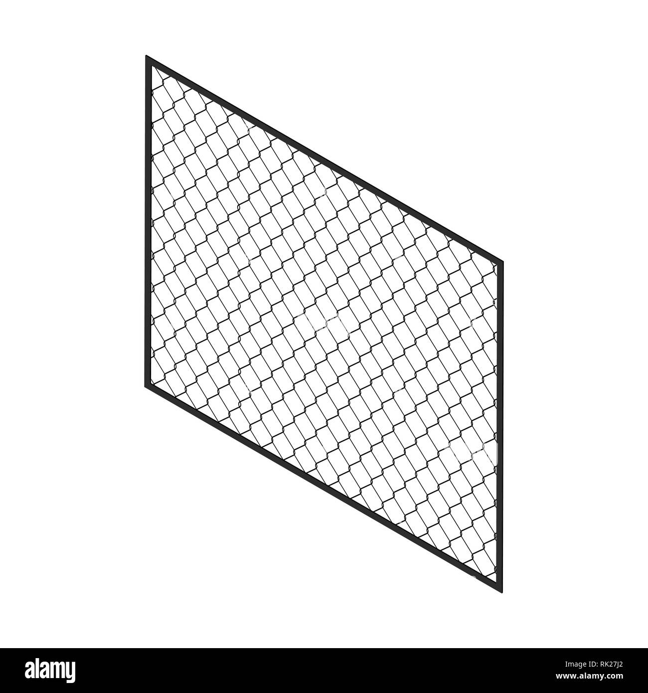 Isometric fence isolated on white. No solid fence. Iron gate. Metal ...