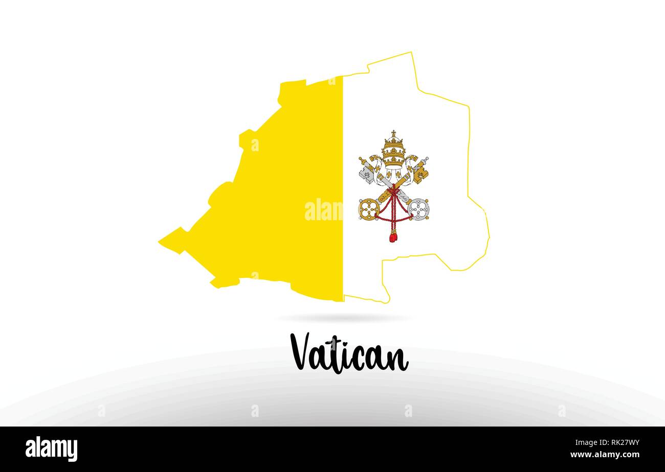 Vatican country flag inside country border map design suitable for a ...
