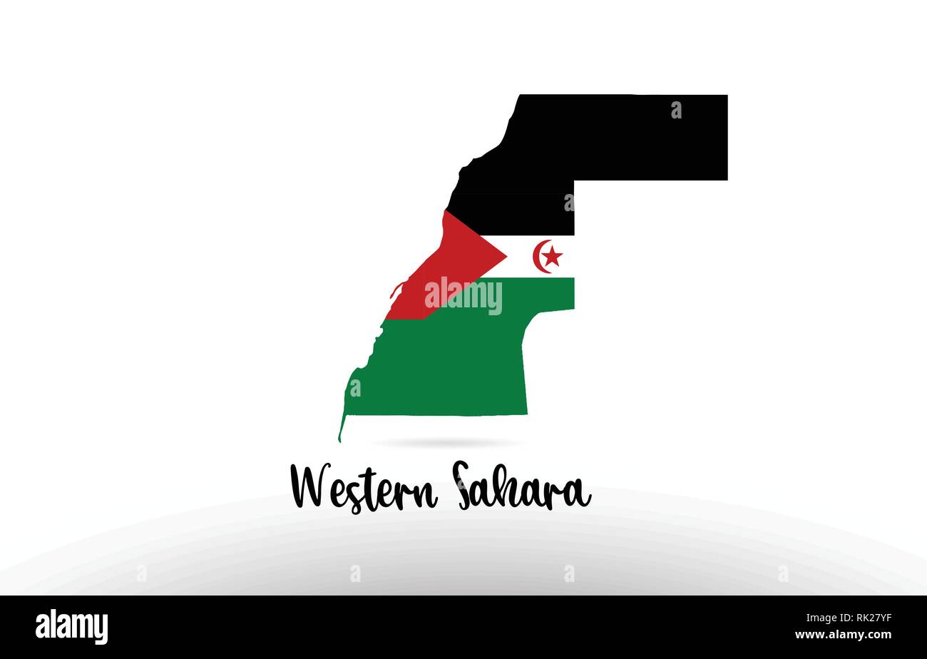 Western Sahara country flag inside country border map design suitable ...