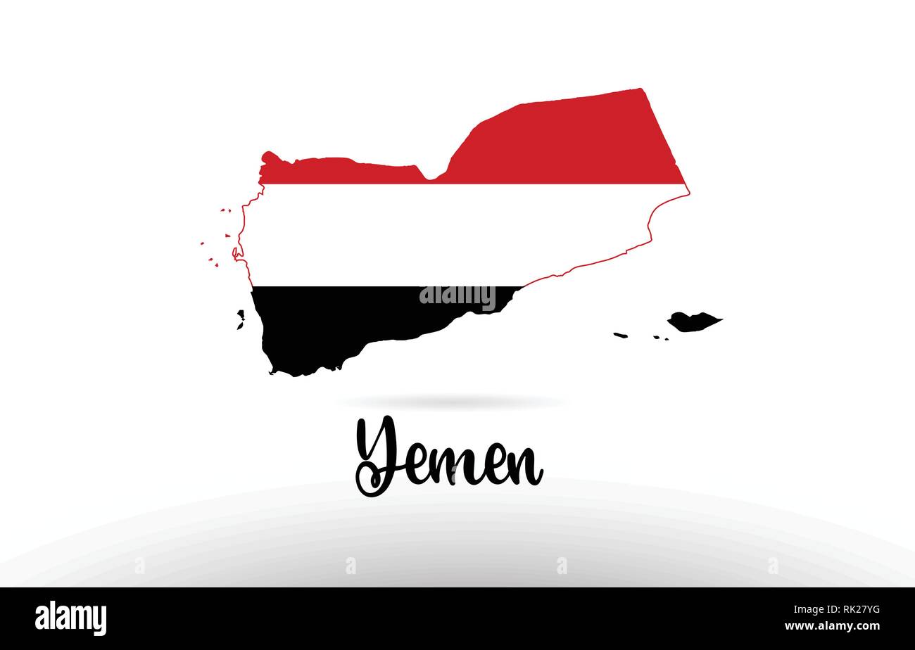 Yemen country flag inside country border map design suitable for a logo ...