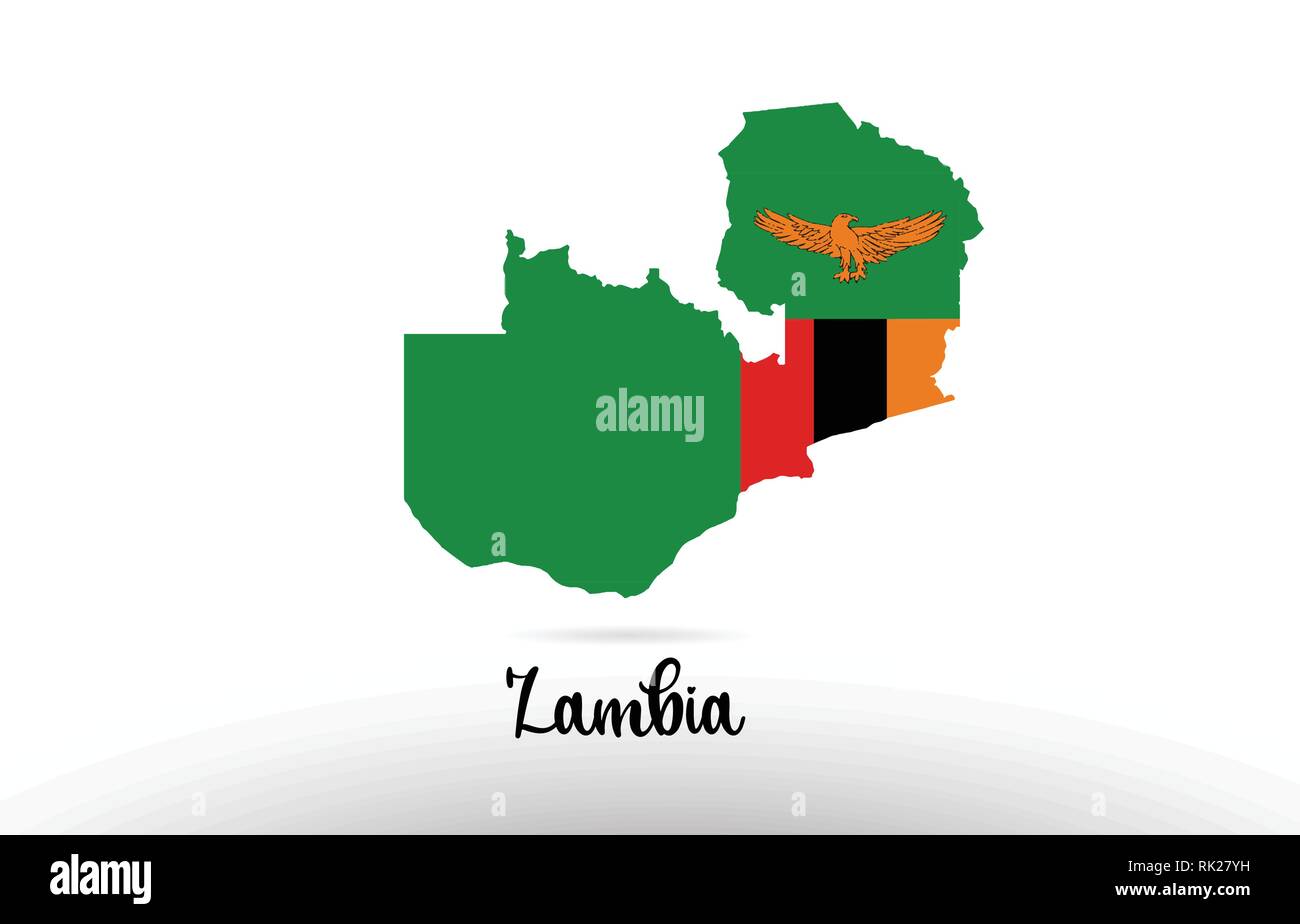Zambia country flag inside country border map design suitable for a ...