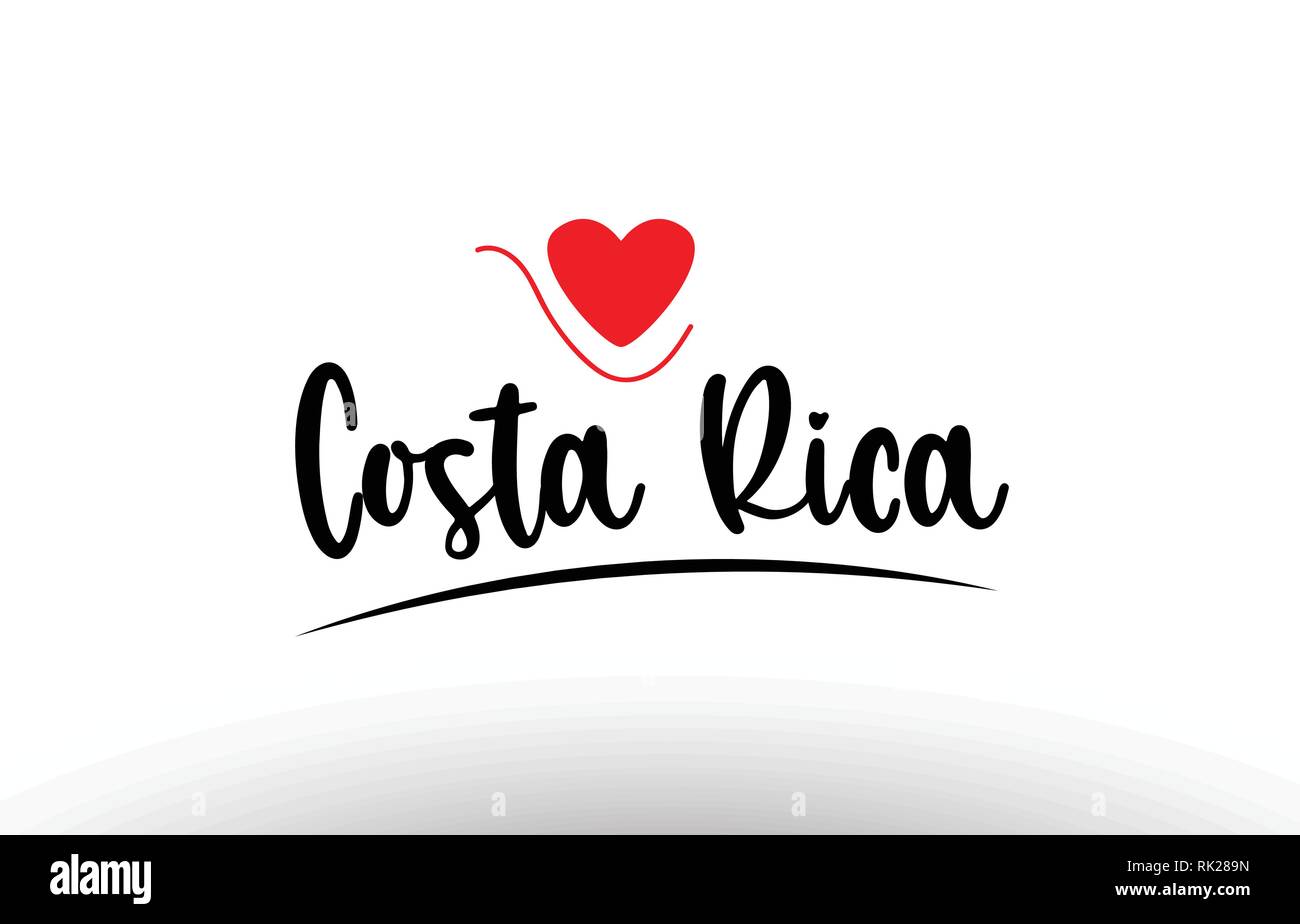 Costa Rica country text with red love heart suitable for a logo icon or ...
