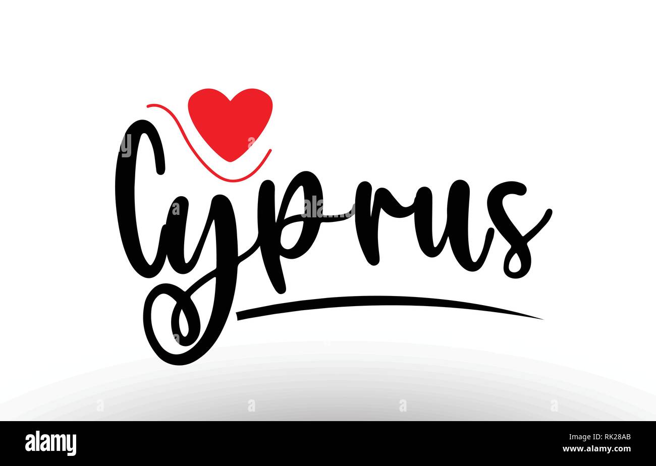 Cyprus country text with red love heart suitable for a logo icon or ...