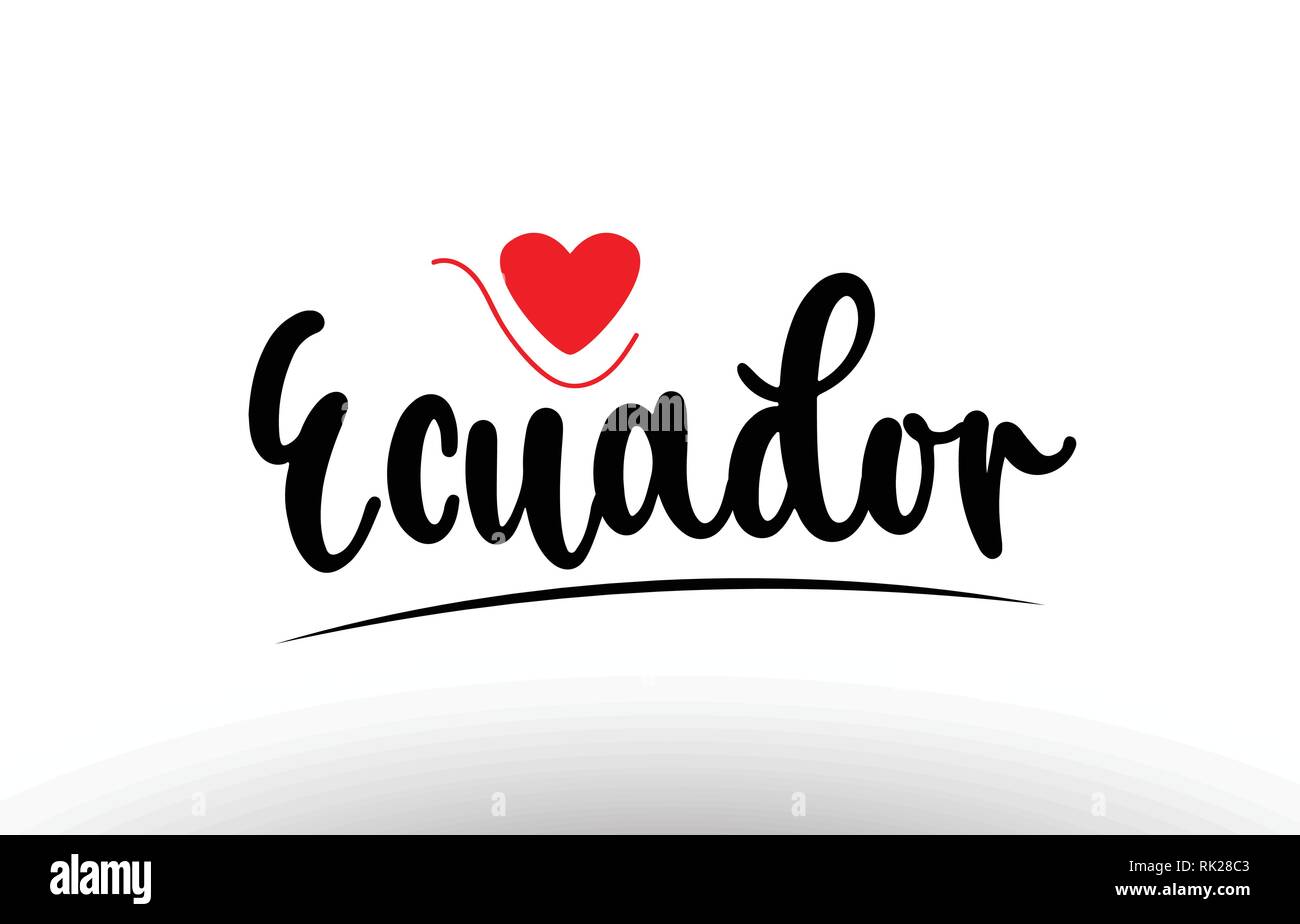 Ecuador country text with red love heart suitable for a logo icon or ...