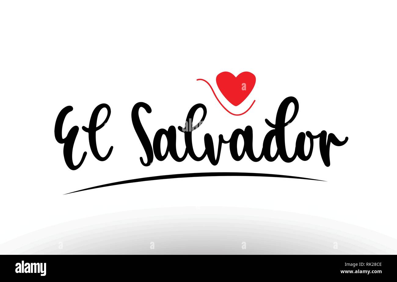 El Salvador country text with red love heart suitable for a logo icon ...