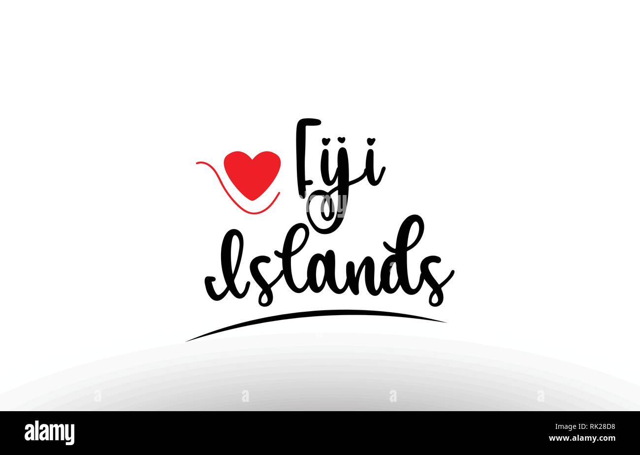Fiji Islands country text with red love heart suitable for a logo icon ...