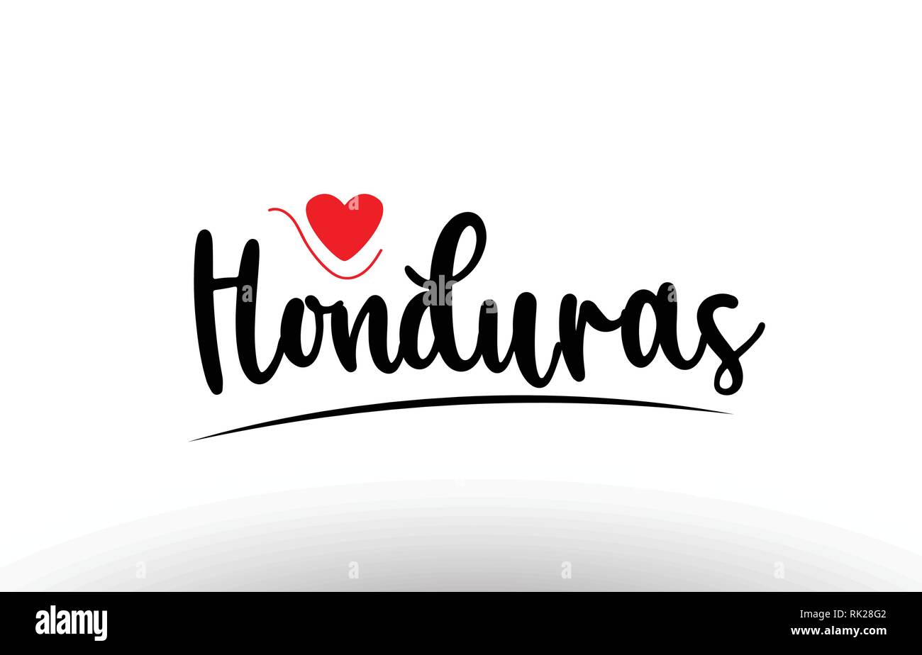 Honduras country text with red love heart suitable for a logo icon or ...