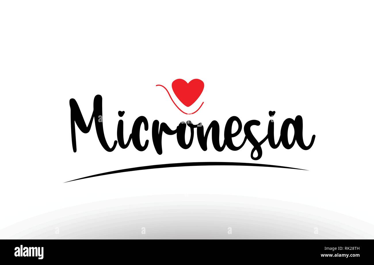 Micronesia country text with red love heart suitable for a logo icon or ...