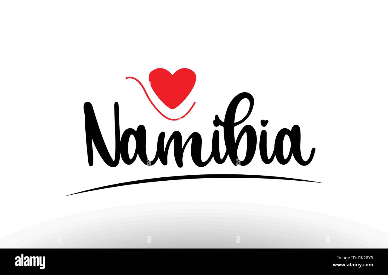 Namibia country text with red love heart suitable for a logo icon or ...