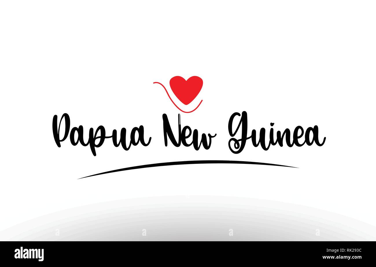 Papua New Guinea country text with red love heart suitable for a logo ...