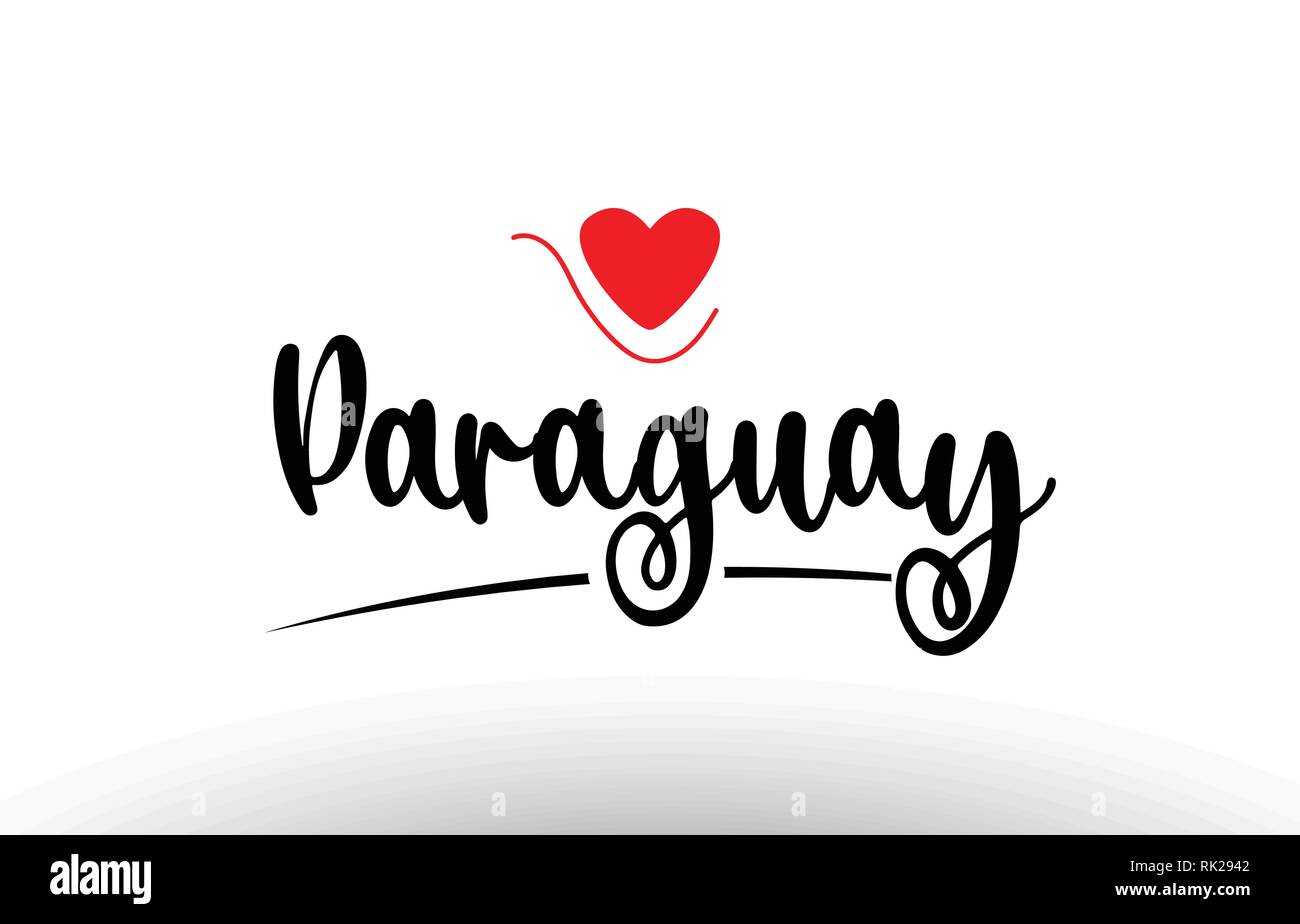 Paraguay country text with red love heart suitable for a logo icon or ...