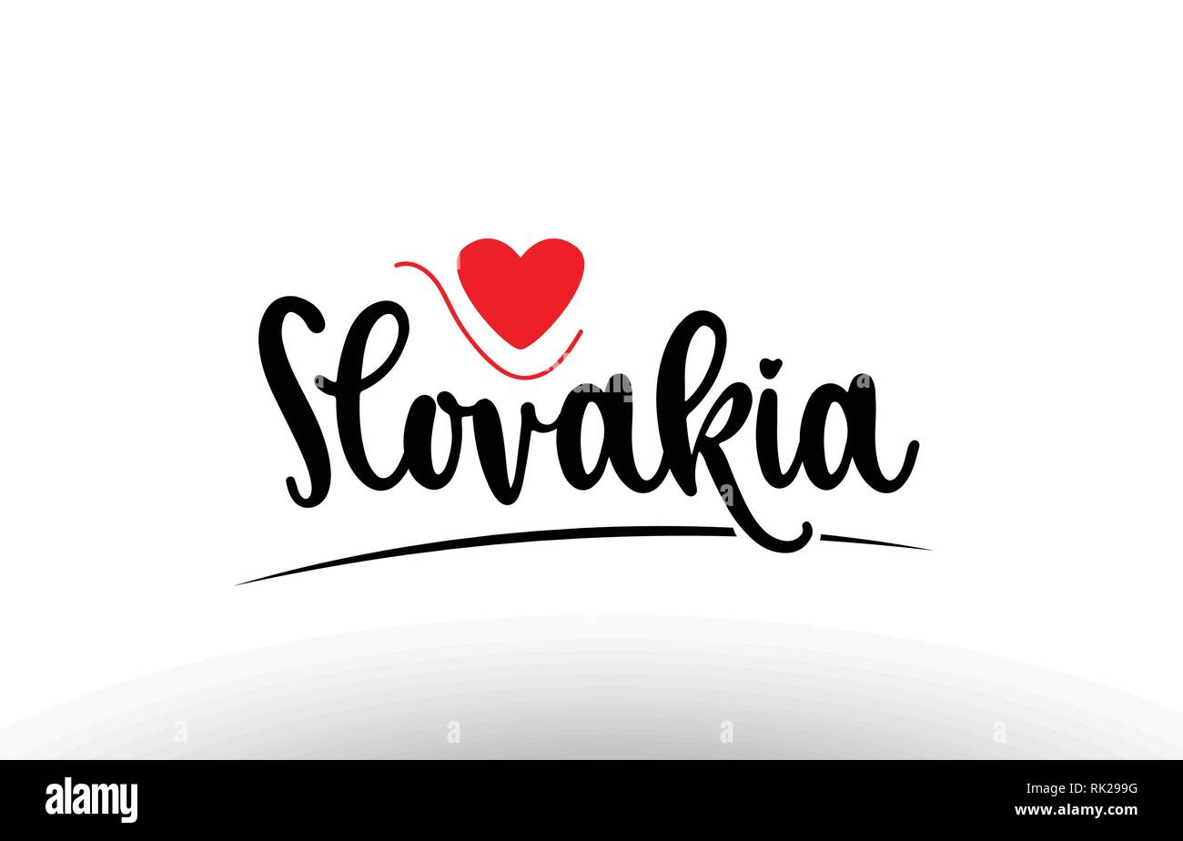Slovakia country text with red love heart suitable for a logo icon or ...
