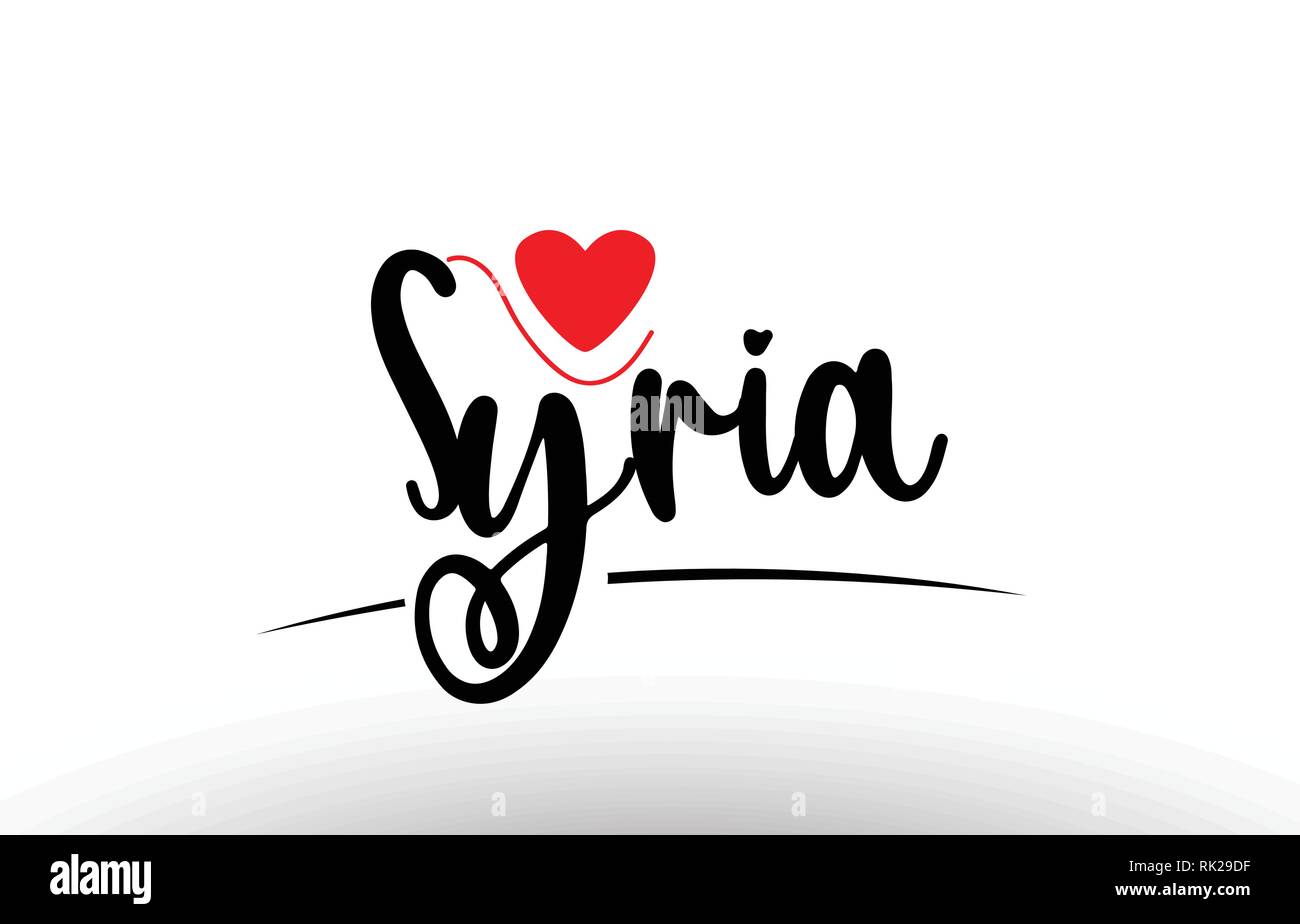 Syria country text with red love heart suitable for a logo icon or ...