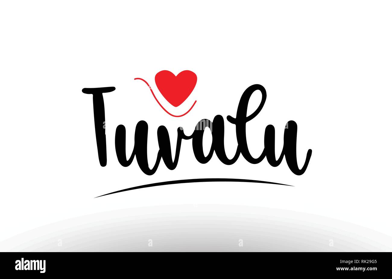 Tuvalu country text with red love heart suitable for a logo icon or ...