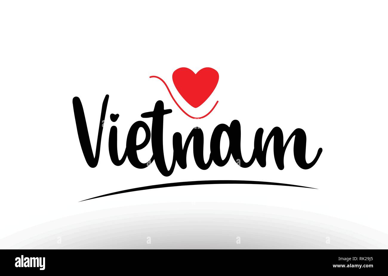 Vietnam country text with red love heart suitable for a logo icon or ...