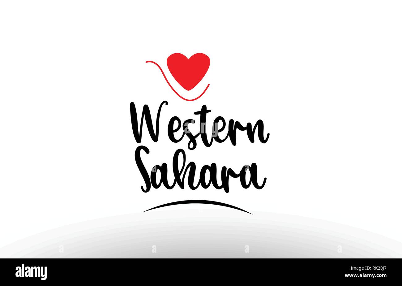 Western Sahara country text with red love heart suitable for a logo ...