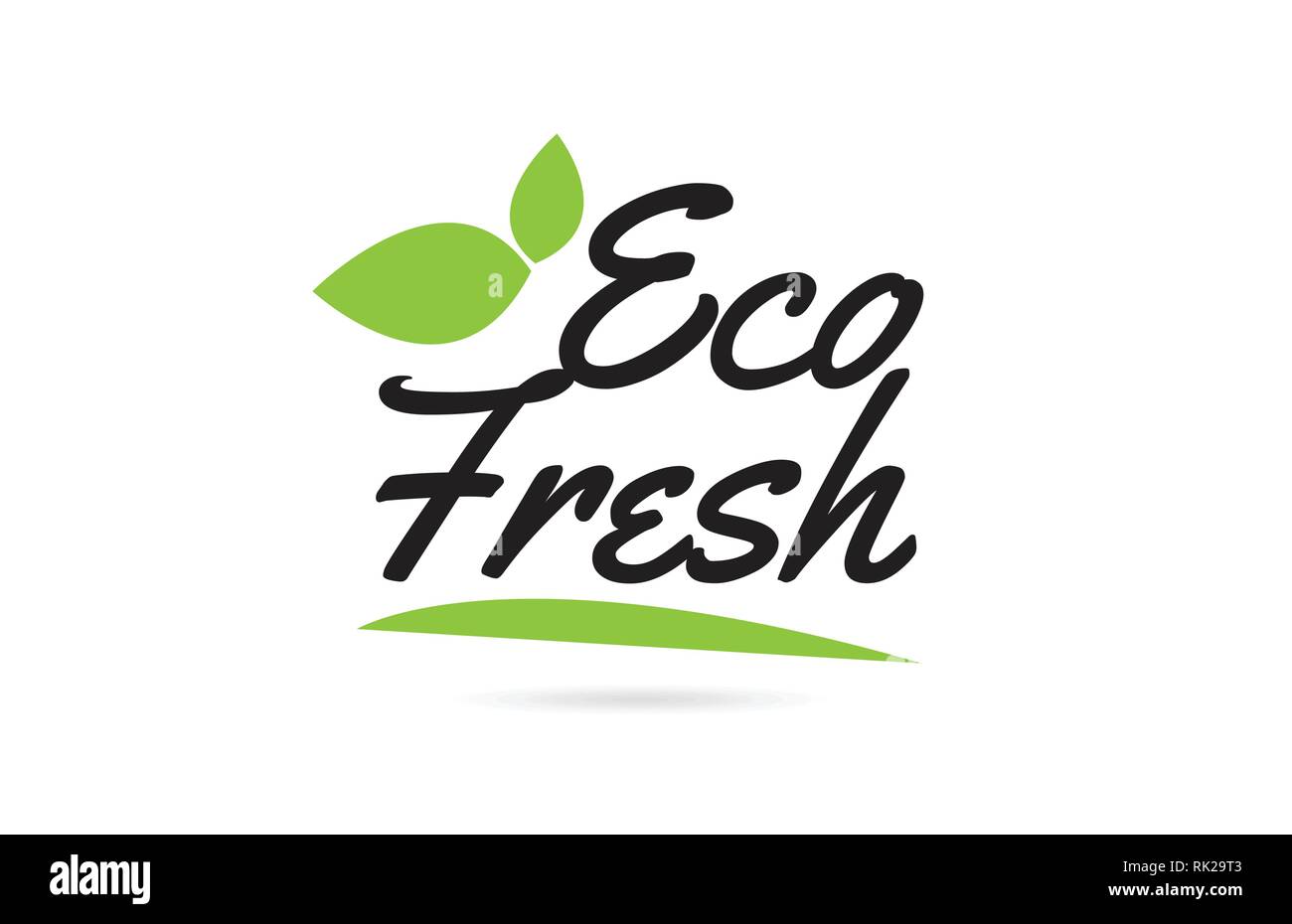 Eco Fresh hand written word text for typography design in black color ...
