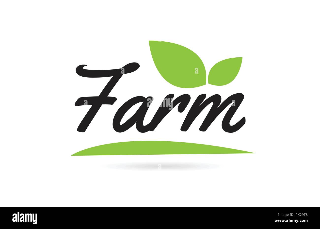 Farm hand written word text for typography design in black color with ...
