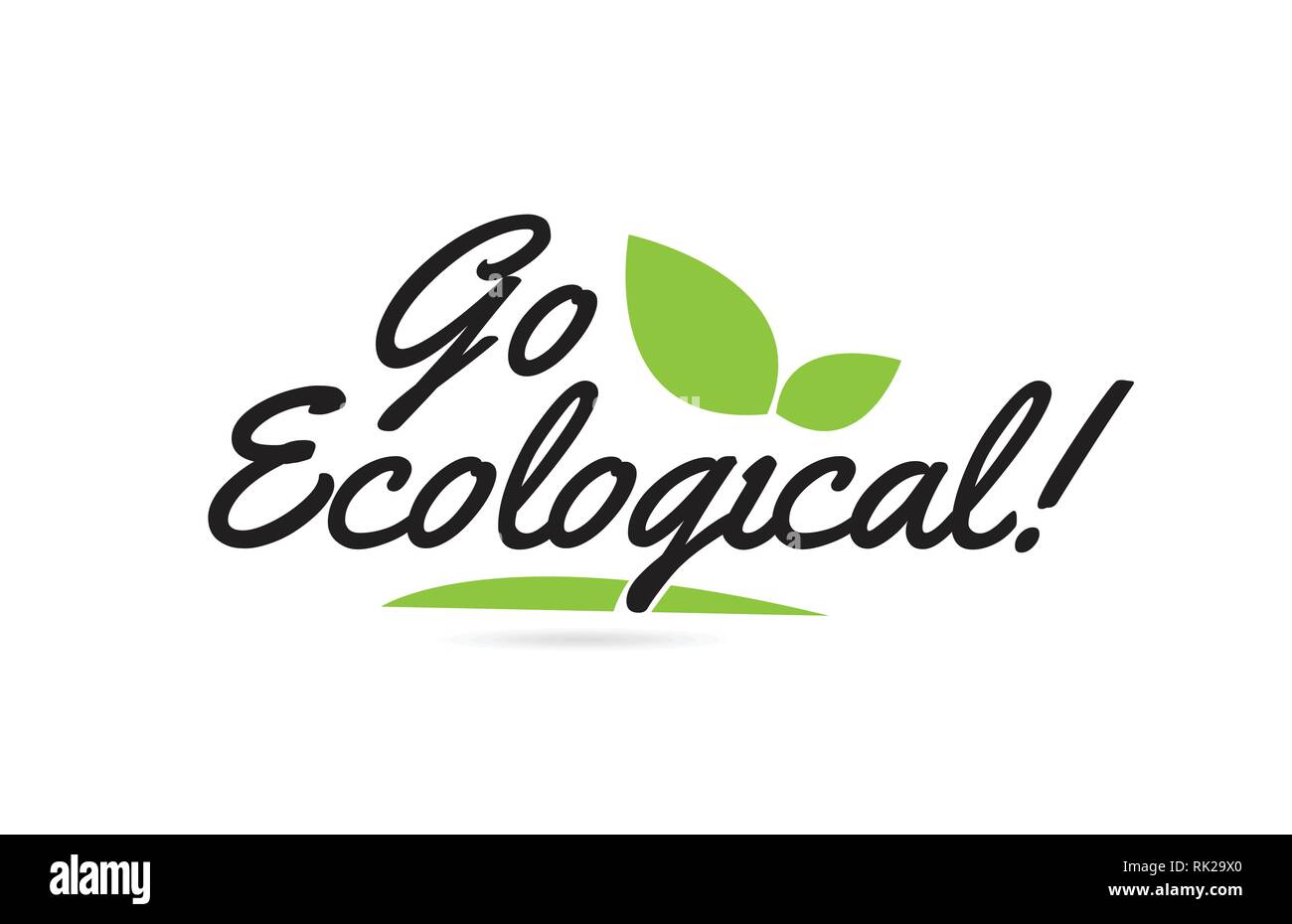 Go Ecological hand written word text for typography design in black ...