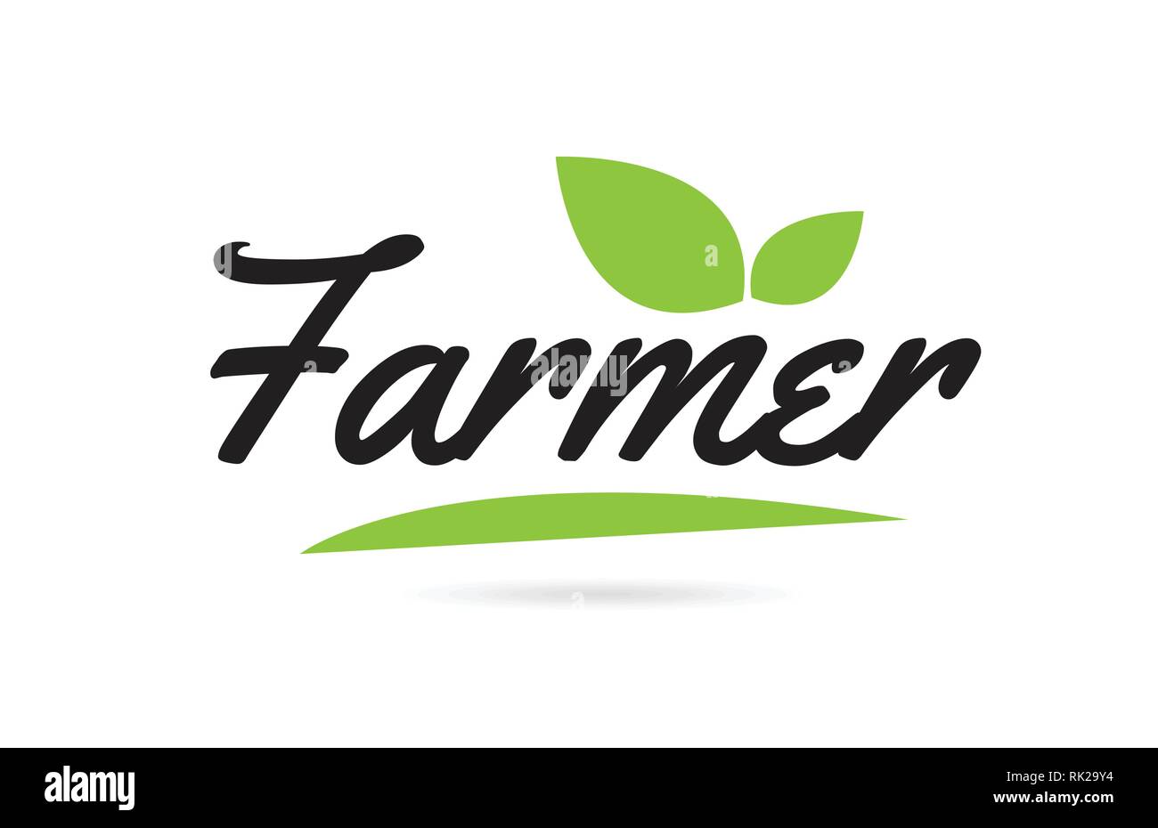 Farmer hand written word text for typography design in black color with ...