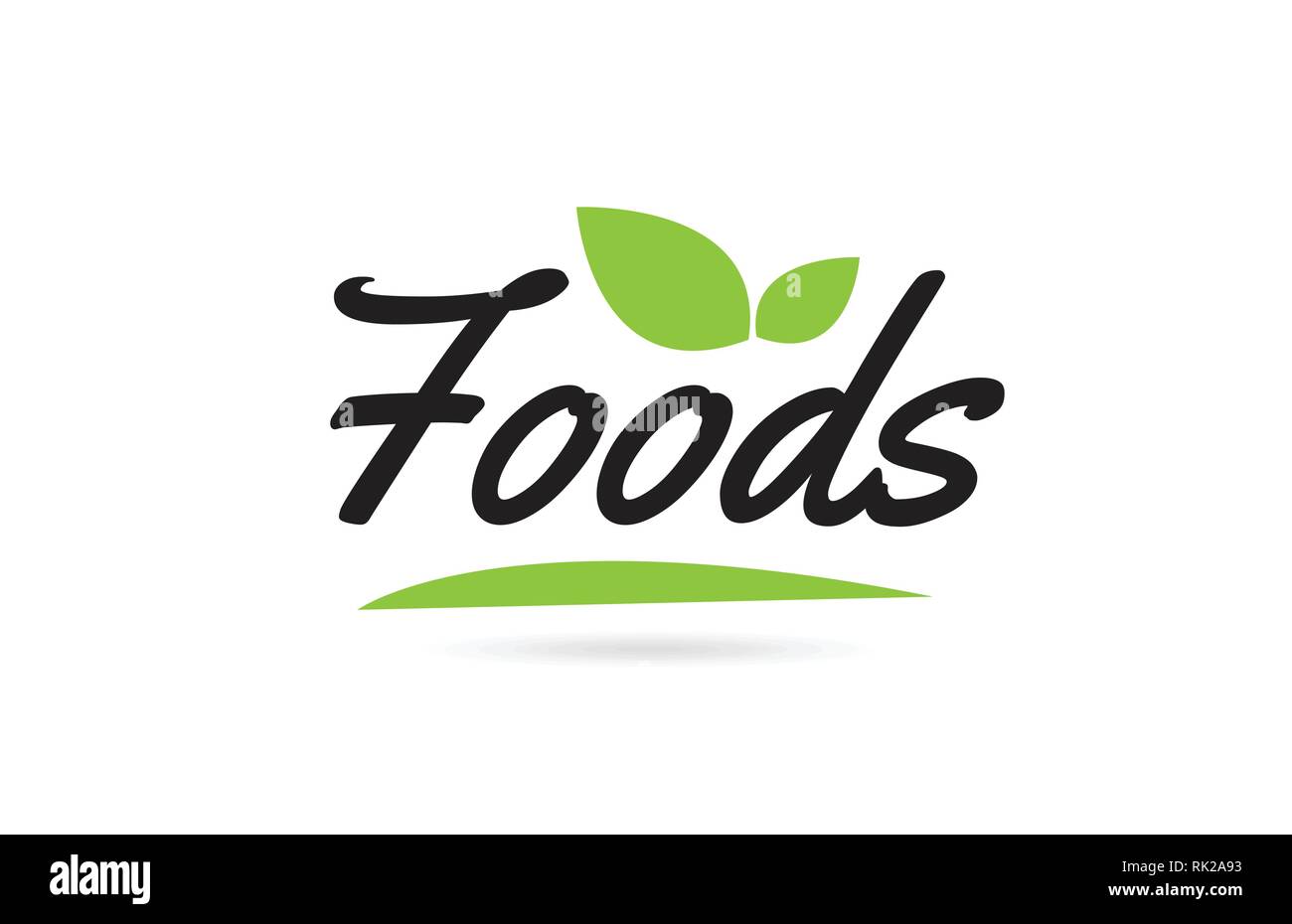 Foods hand written word text for typography design in black color with ...