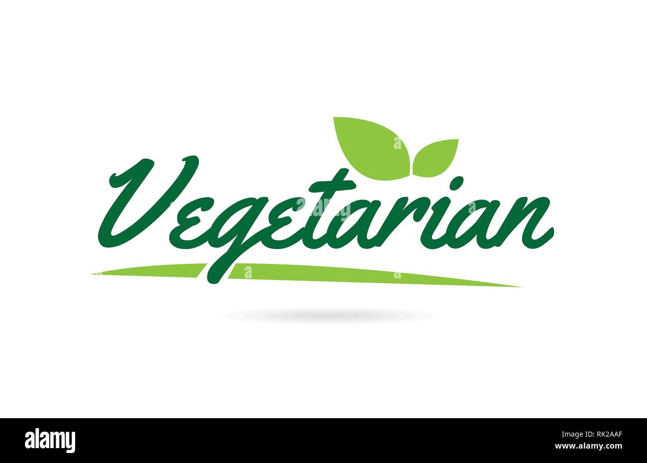Vegetarian hand written word text for typography design in green color ...