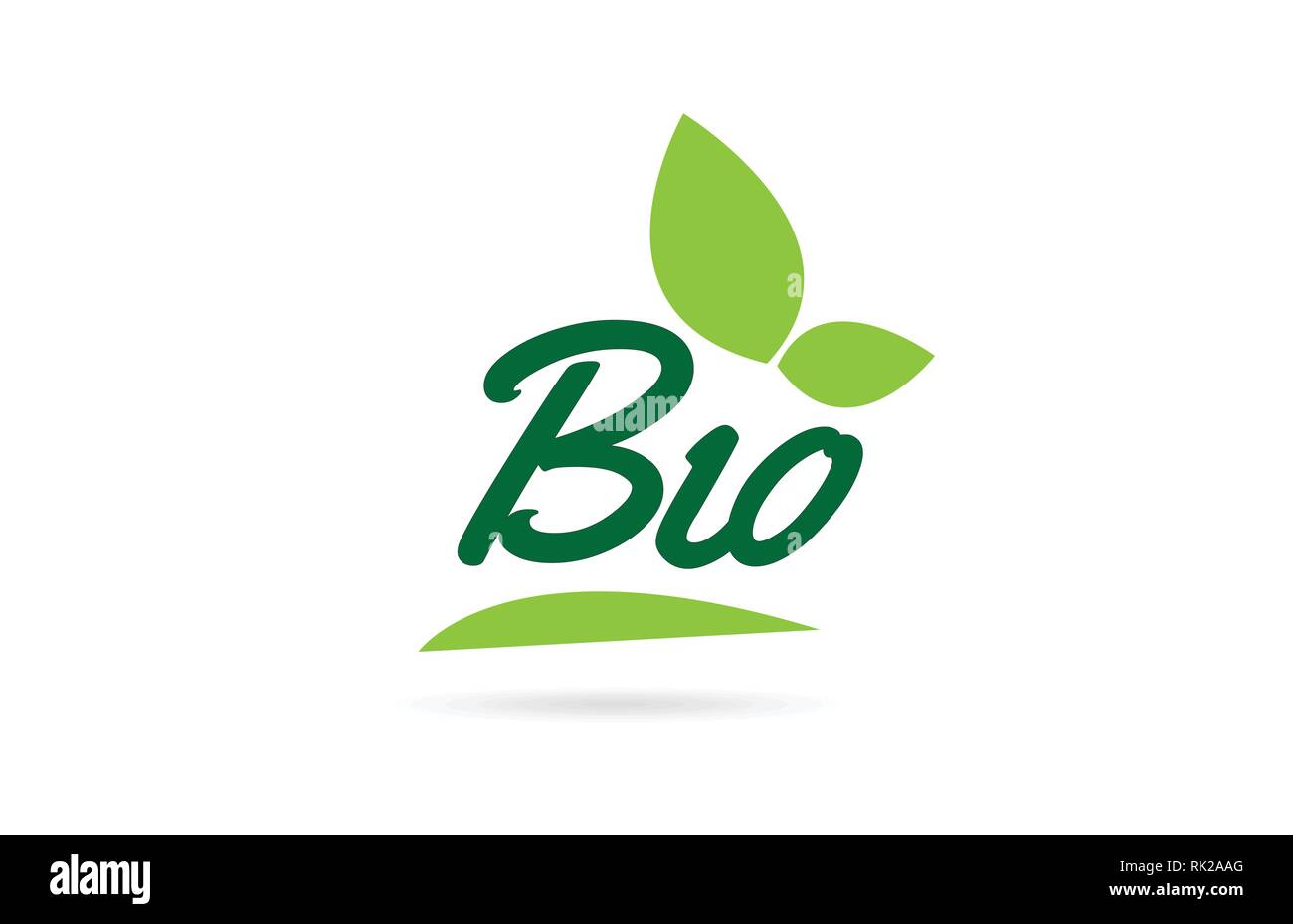 Bio hand written word text for typography design in green color with ...