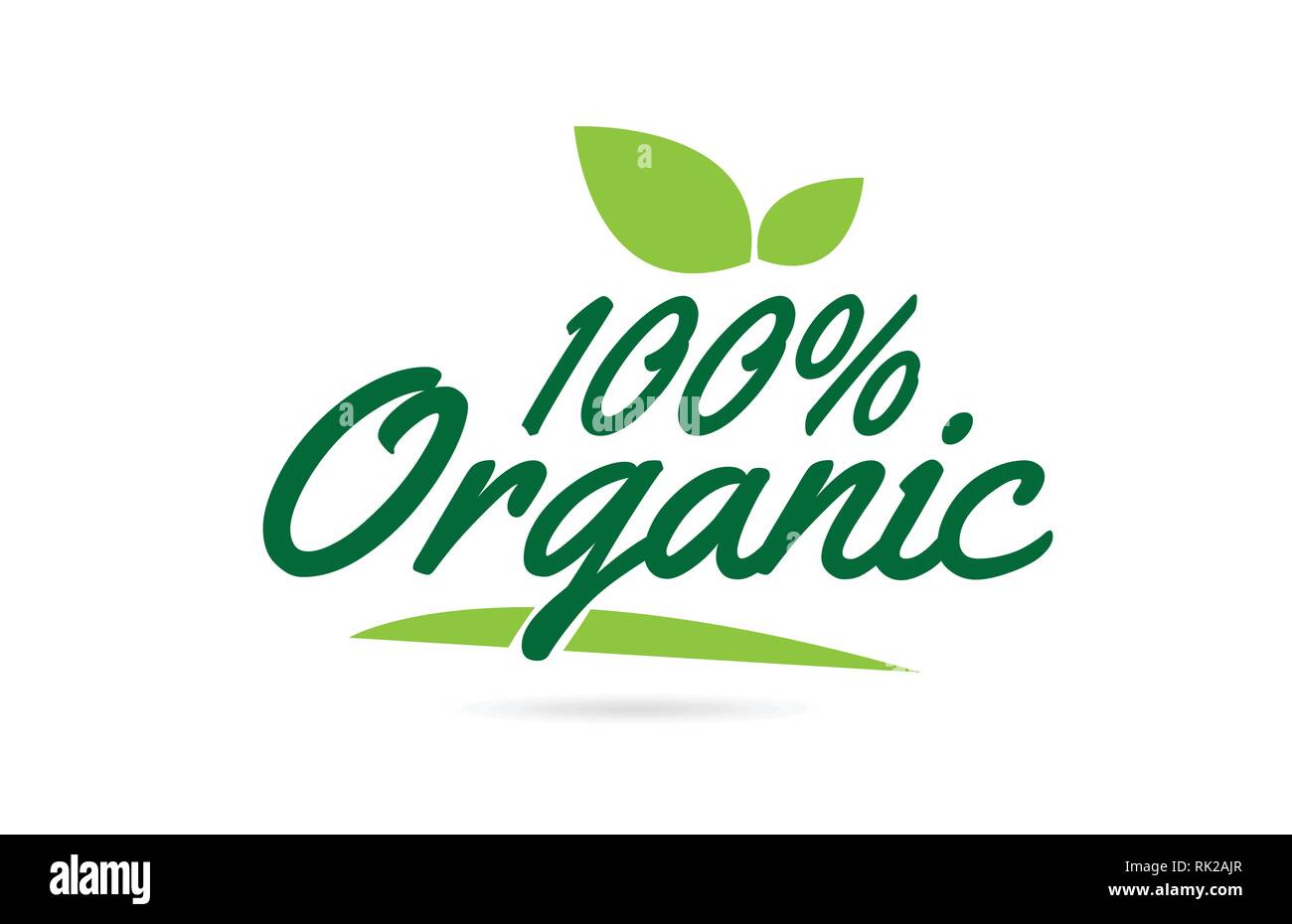 100% Organic hand written word text for typography design in green ...