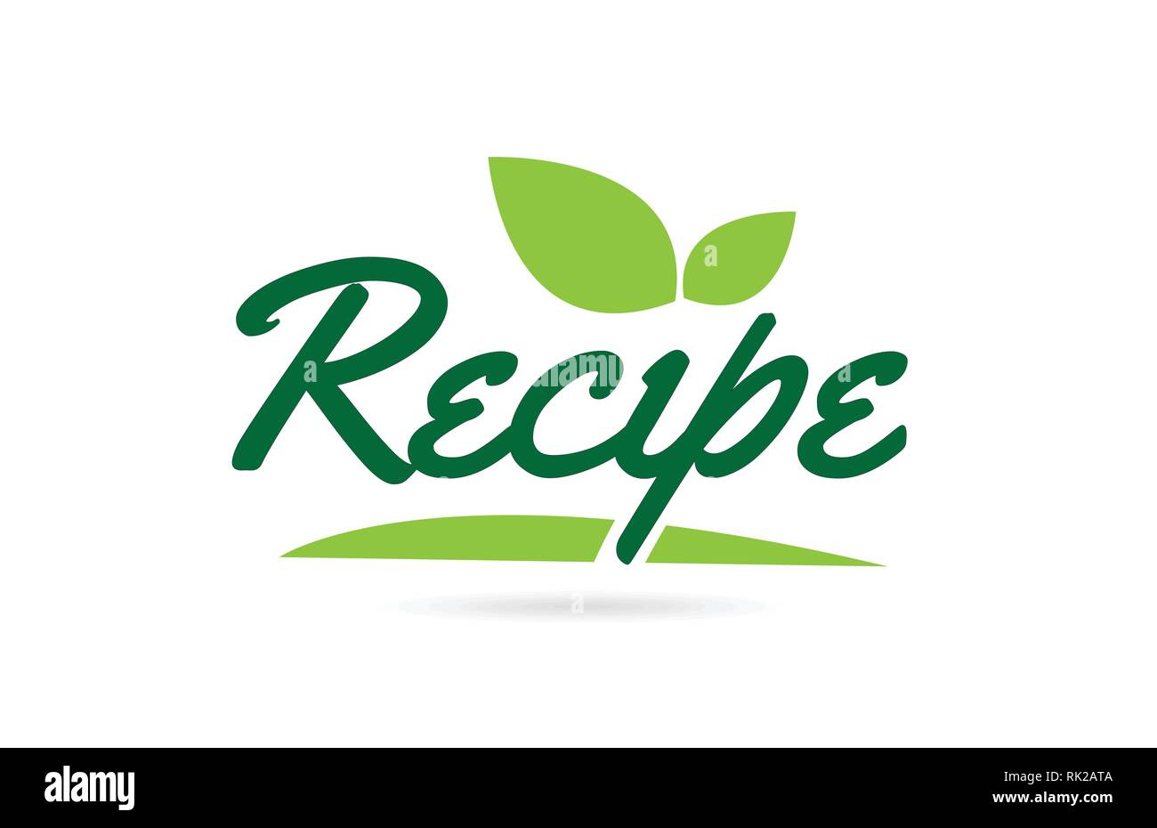 Recipe hand written word text for typography design in green color with ...
