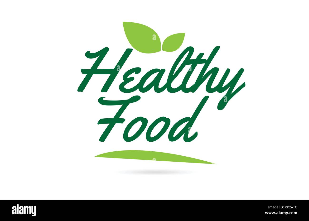 Healthy Food hand written word text for typography design in green ...