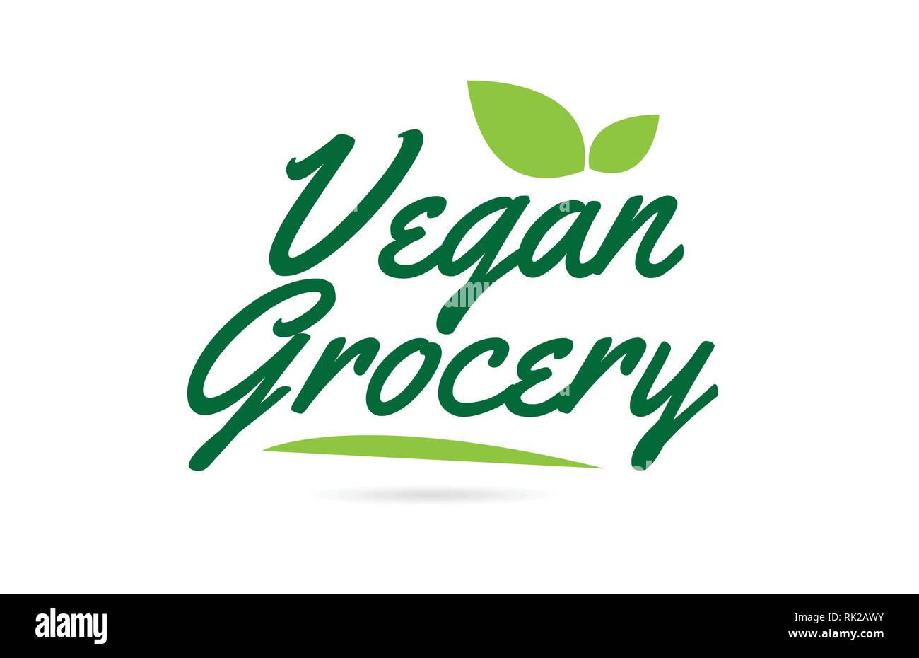Vegan Grocery hand written word text for typography design in green ...