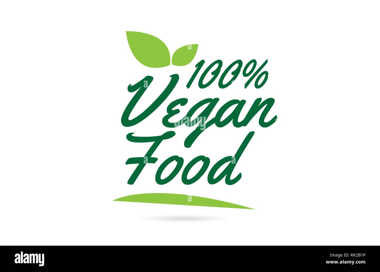 100% Vegan Food hand written word text for typography design in green ...
