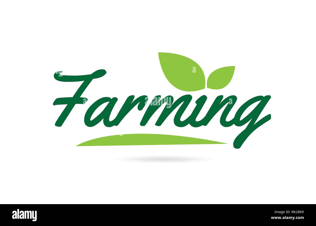 Farming hand written word text for typography design in green color ...