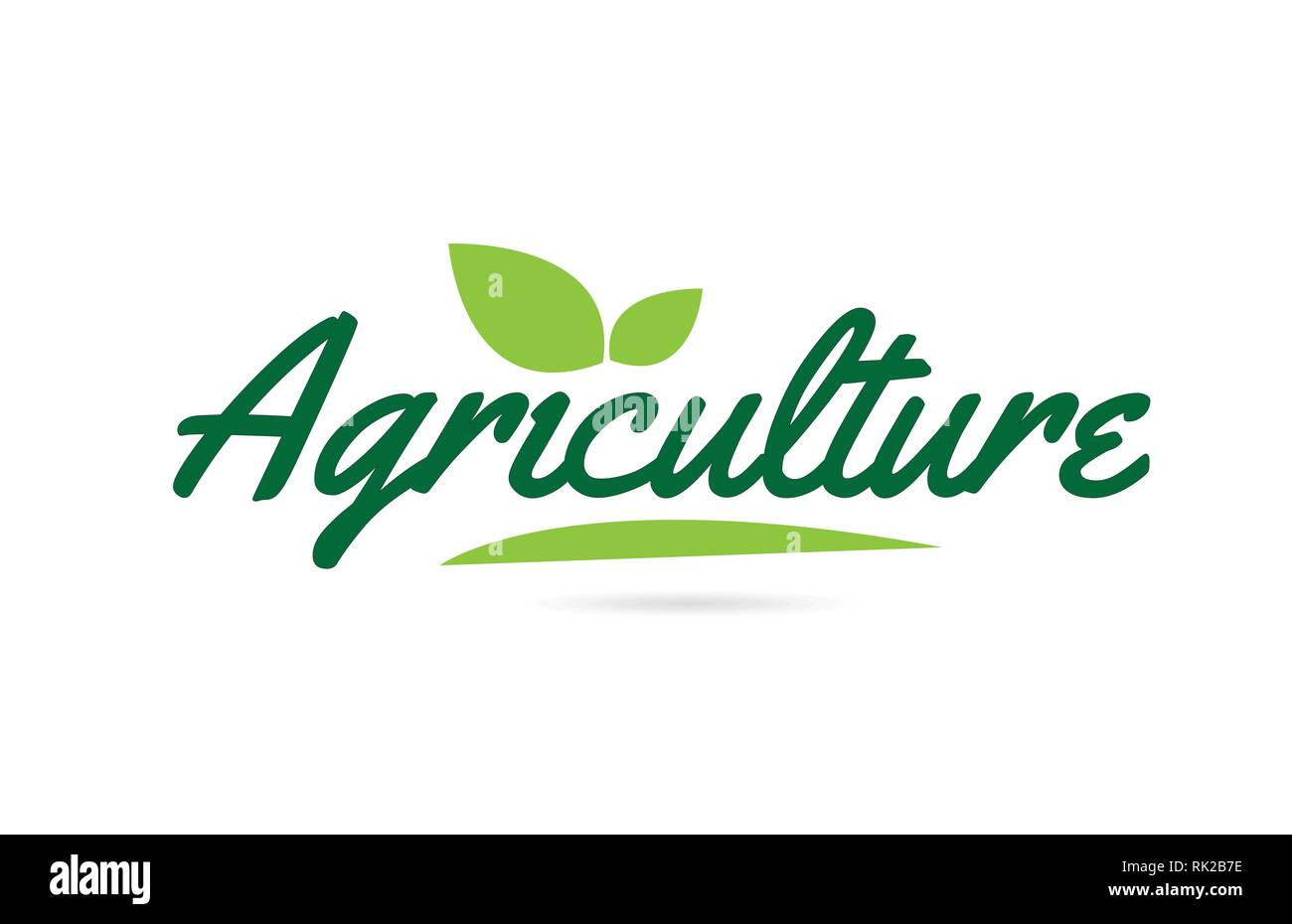 Agriculture hand written word text for typography design in green color ...