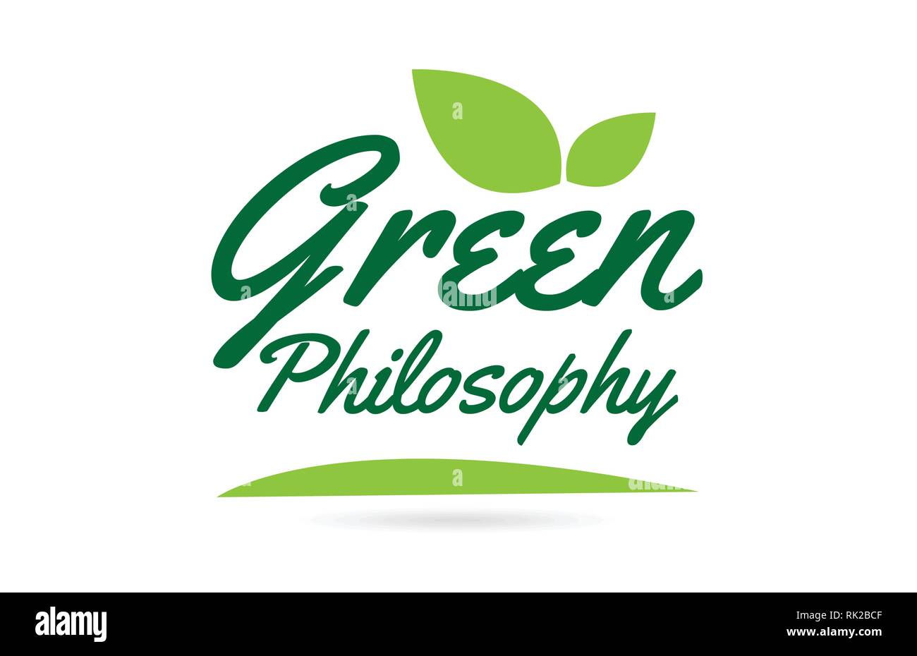 Green Philosophy hand written word text for typography design in green ...