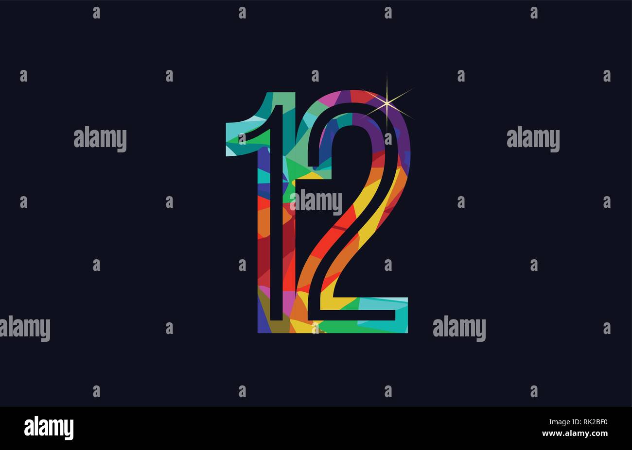 colored rainbow number 12 logo design suitable for a company or ...