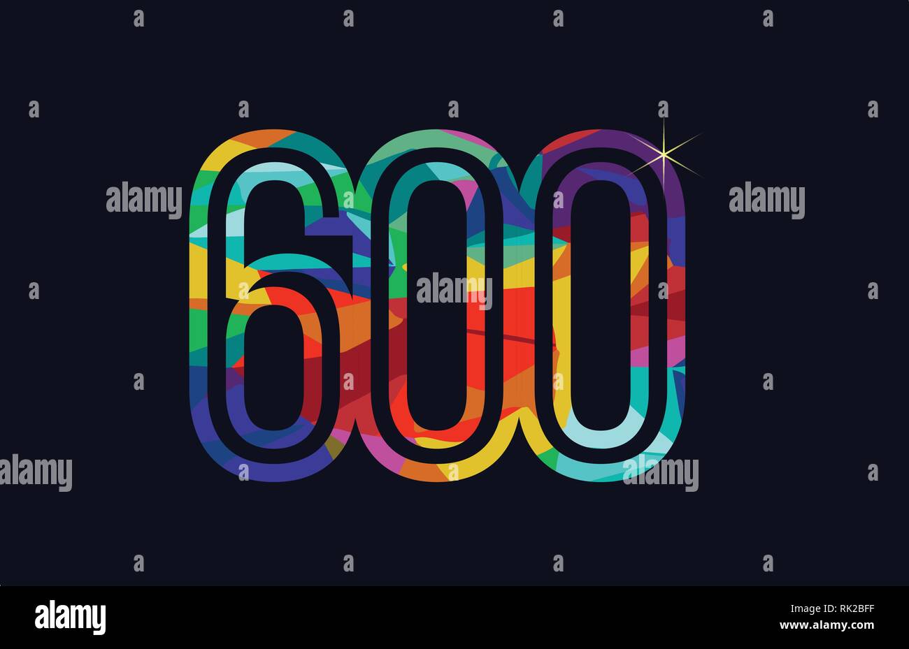 colored rainbow number 600 logo design suitable for a company or ...