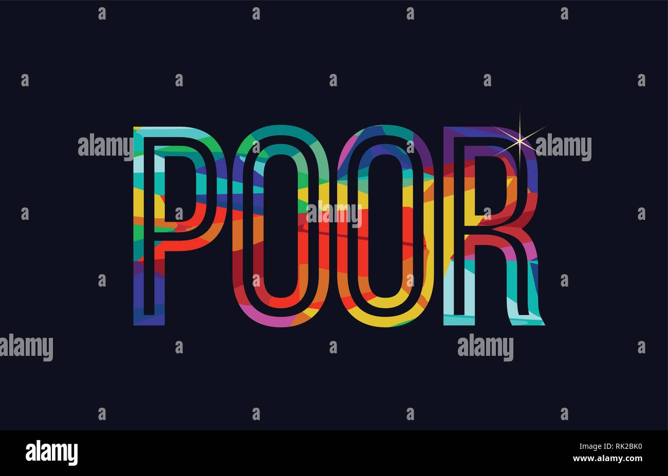 poor word typography design in rainbow colors suitable for logo or text ...
