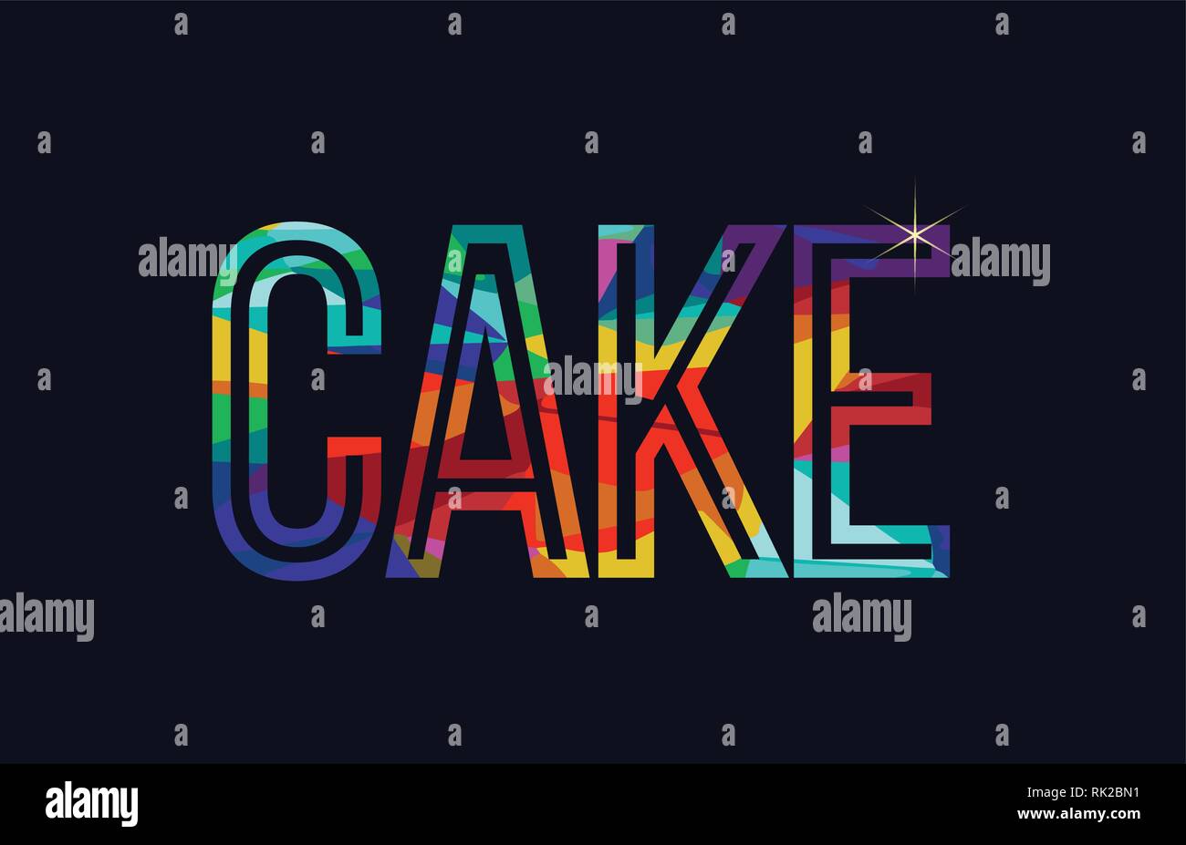 cake word typography design in rainbow colors suitable for logo or text ...