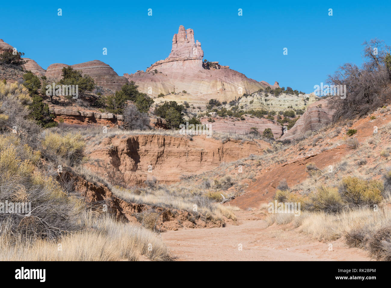 The colorful rock formation of Church Rock in New Mexico Stock Photo ...