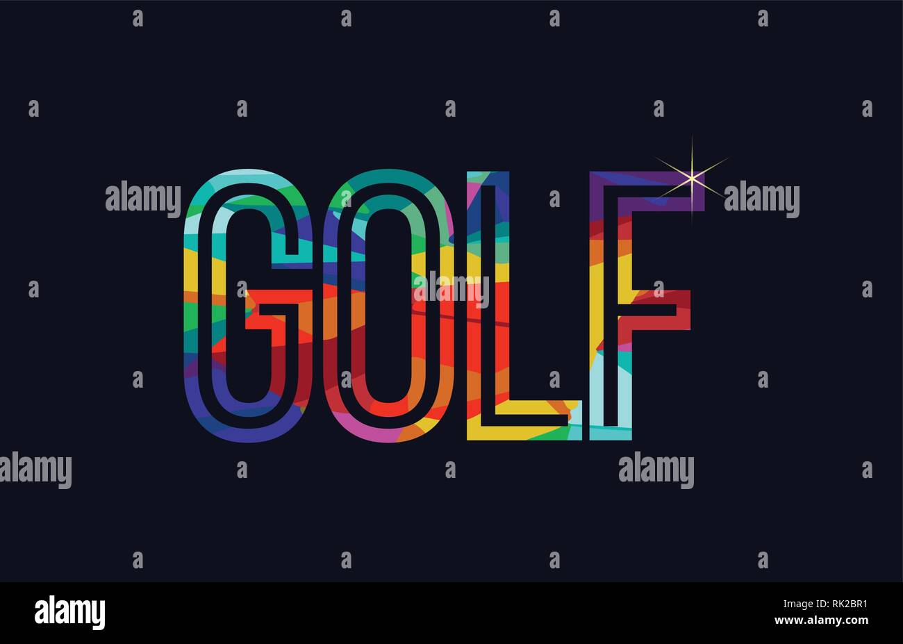 golf word typography design in rainbow colors suitable for logo or text ...